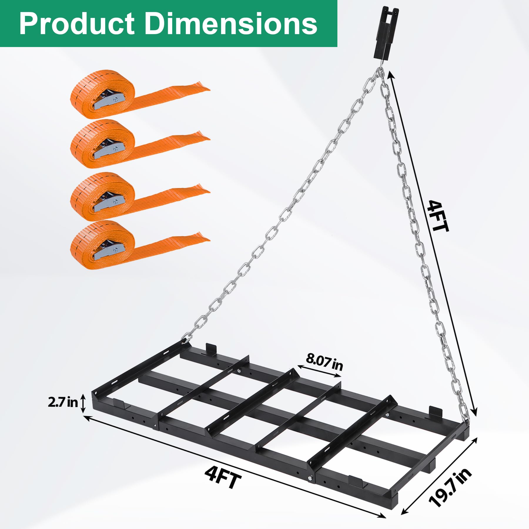 Snapklik.com : 4 FT Drag Harrow Driveway Grader, Heavy Duty Power Rake ...