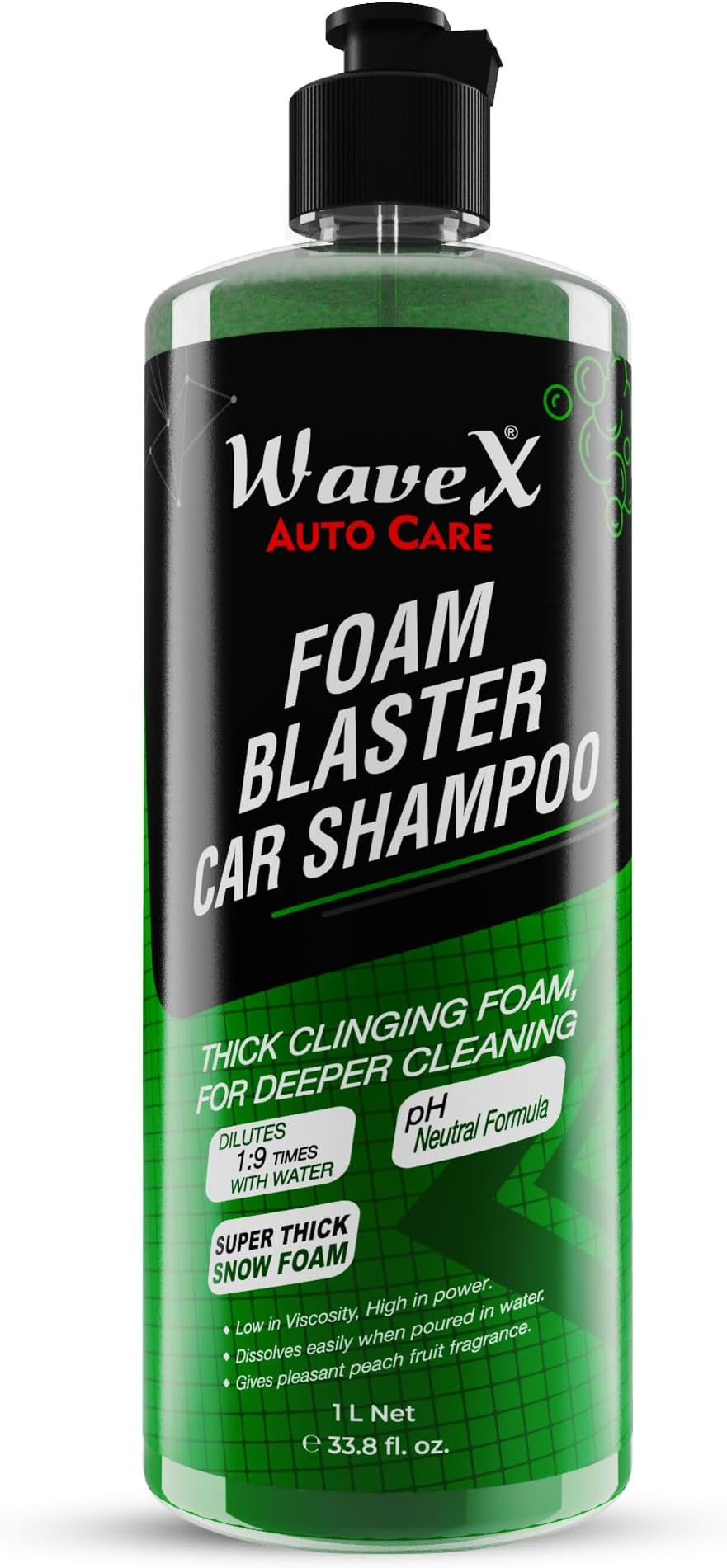 Wavex Foam Wash Car Shampoo Concentrate (1L) pH Neutral, Extreme Suds ...