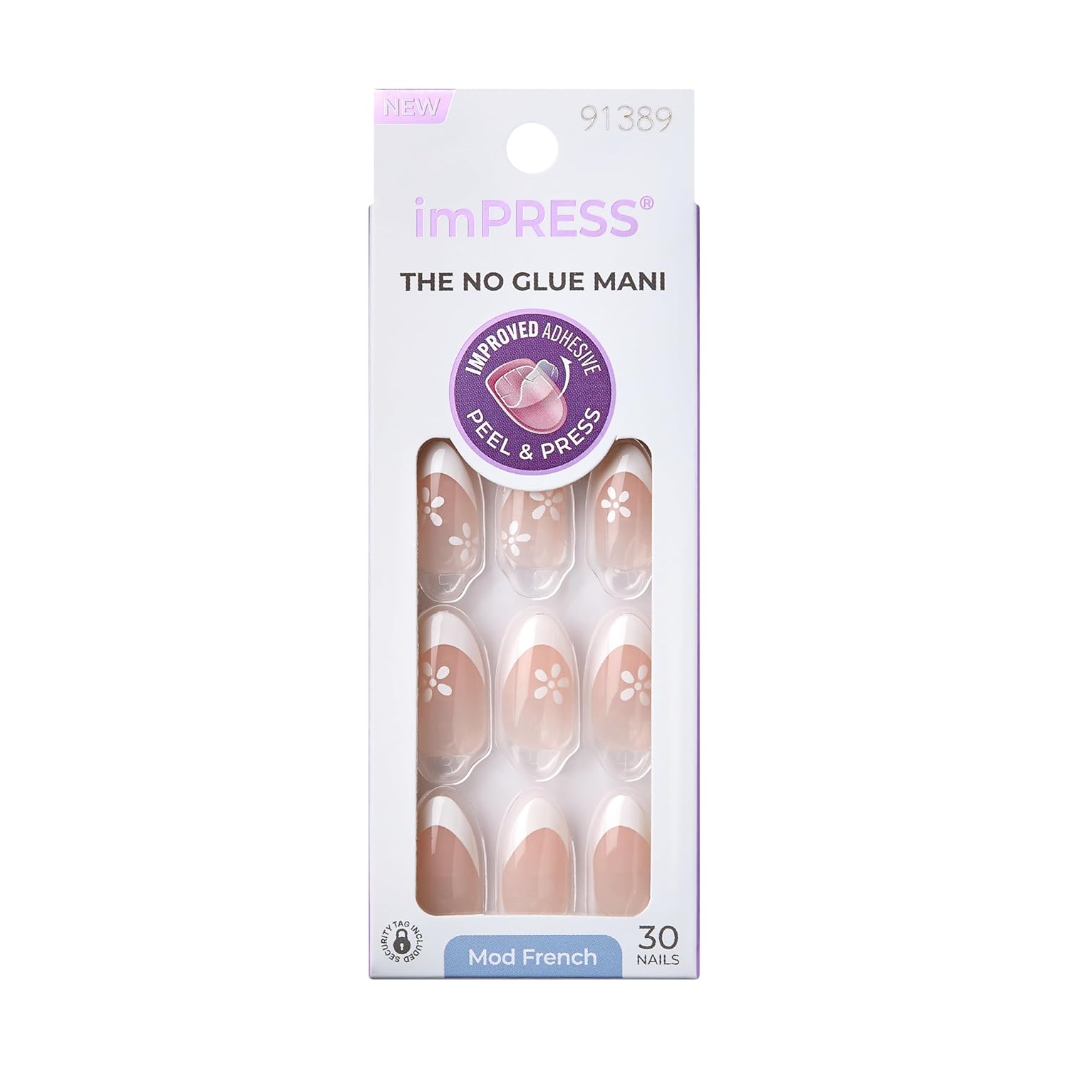 Amazon.com: KISS imPRESS No Glue Press-On Nails, French, 'Fearless ...