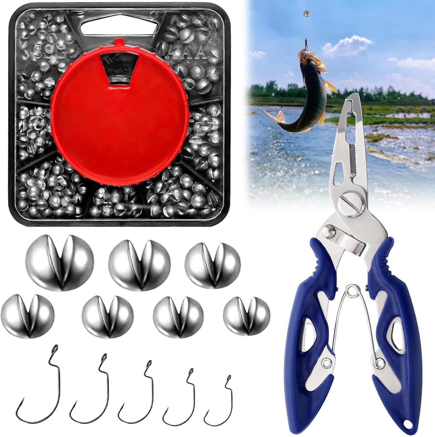 Fishing Weights, Split Shot Fishing Weights 7-Way Dispenser Fishing ...