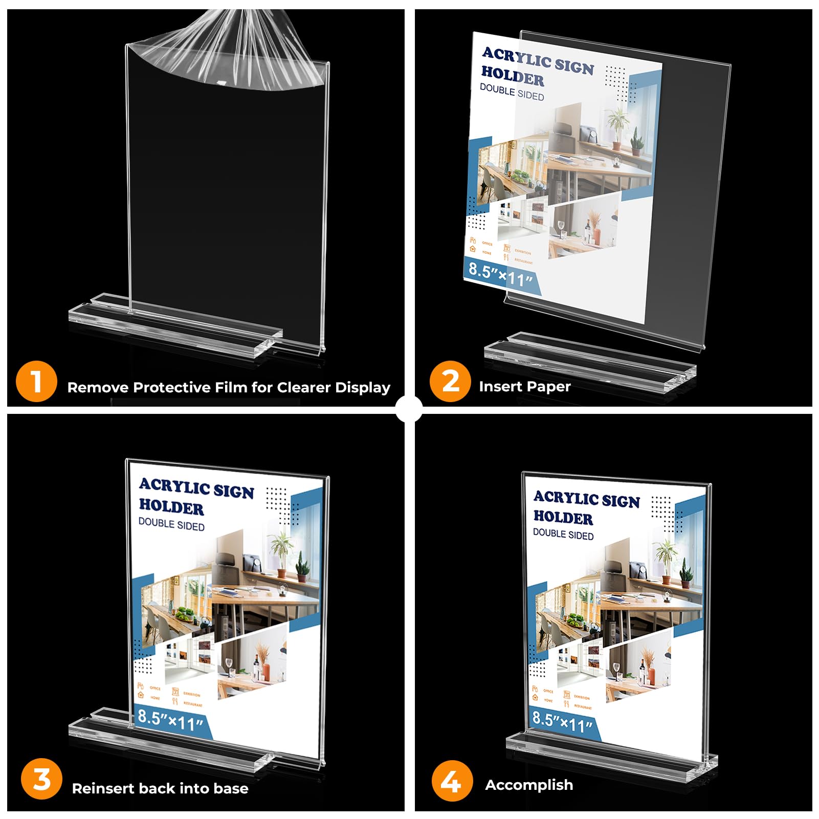 Snapklik.com : 85x11 Acrylic Sign Holder 18 Pack, Vertical Double-Sided ...