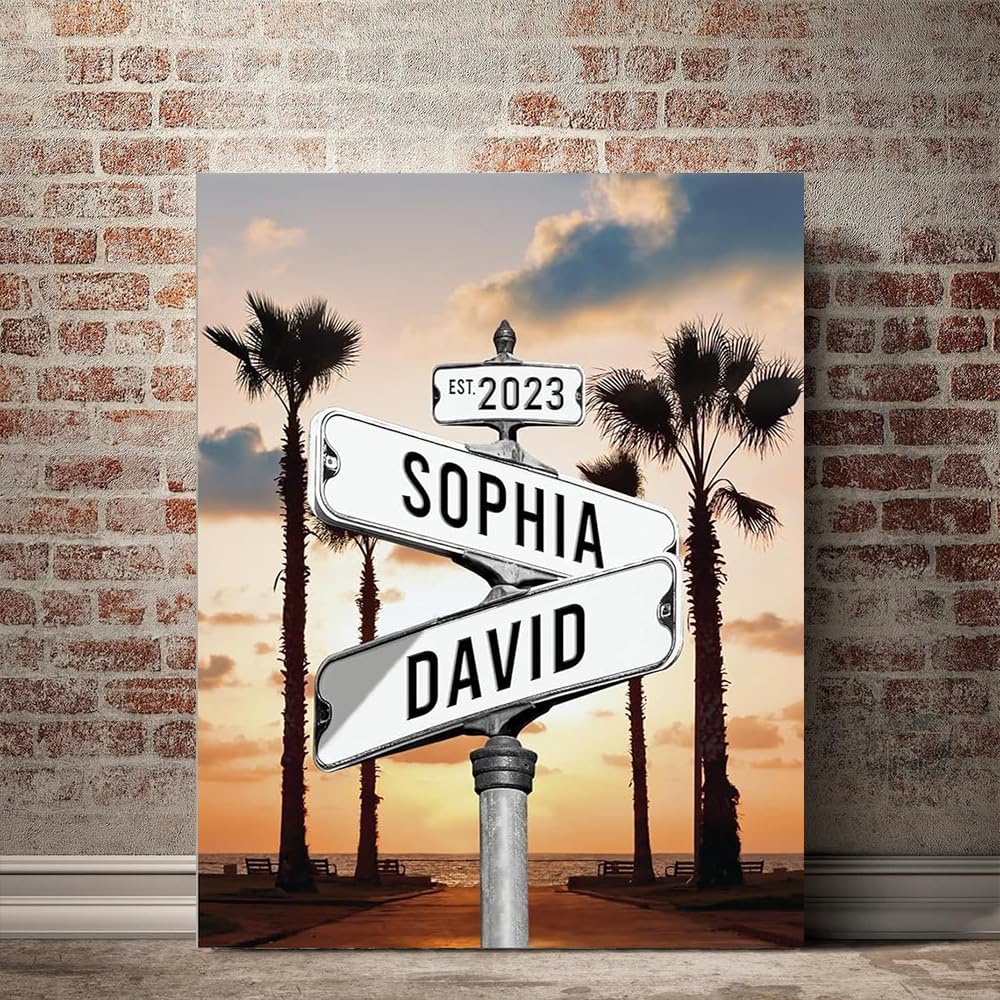 Amazon.com: HAKIDU Personalized Canvas Vintage Street Sign For Couples ...