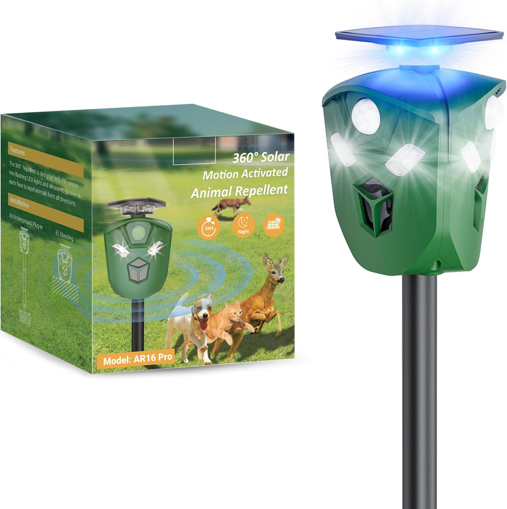 Amazon.com: Upgraded Solar Ultrasonic Animal Repellent,Cat Repeller ...