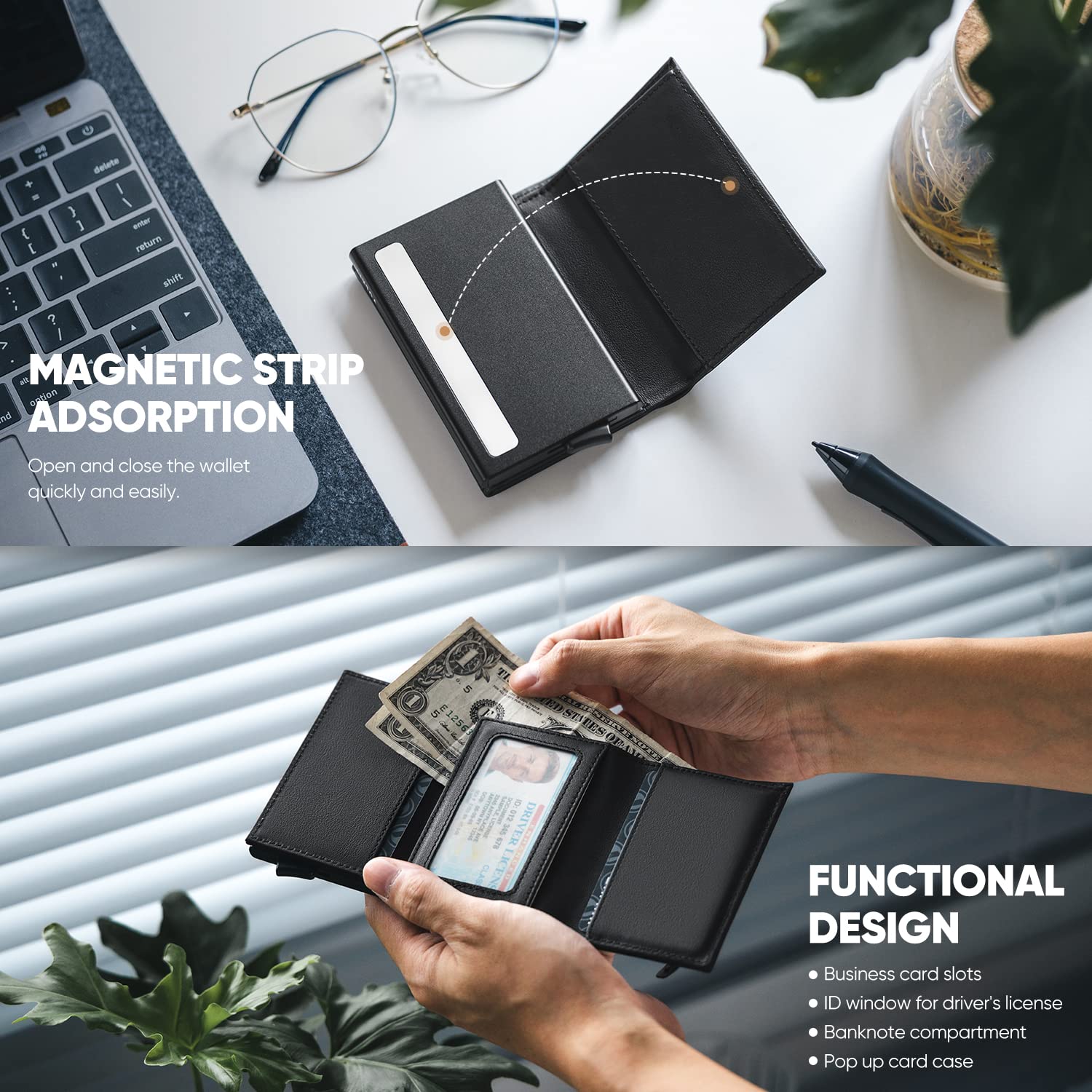 Snapklik.com : VULKIT Pop Up Wallet Minimalist Cash Wallets RFID ...