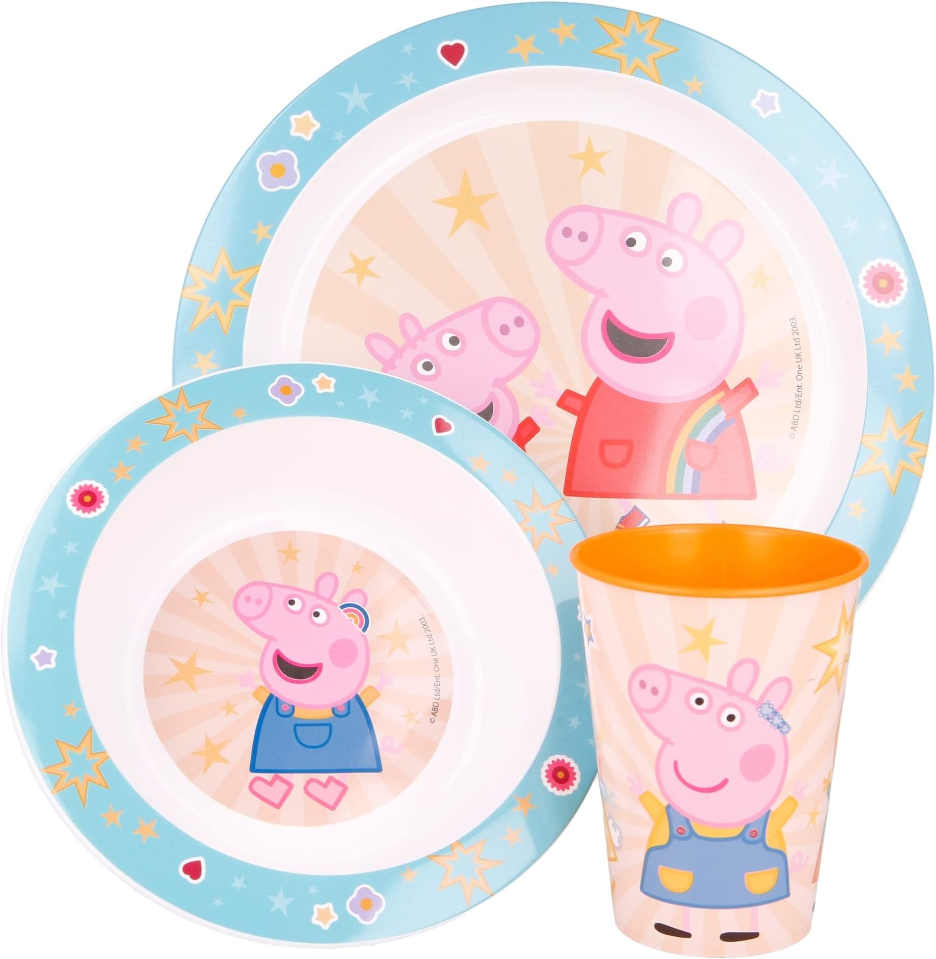 Peppa Pig Perfect Day Kids Tableware 3 Piece Reusable PP Plate, Bowl ...