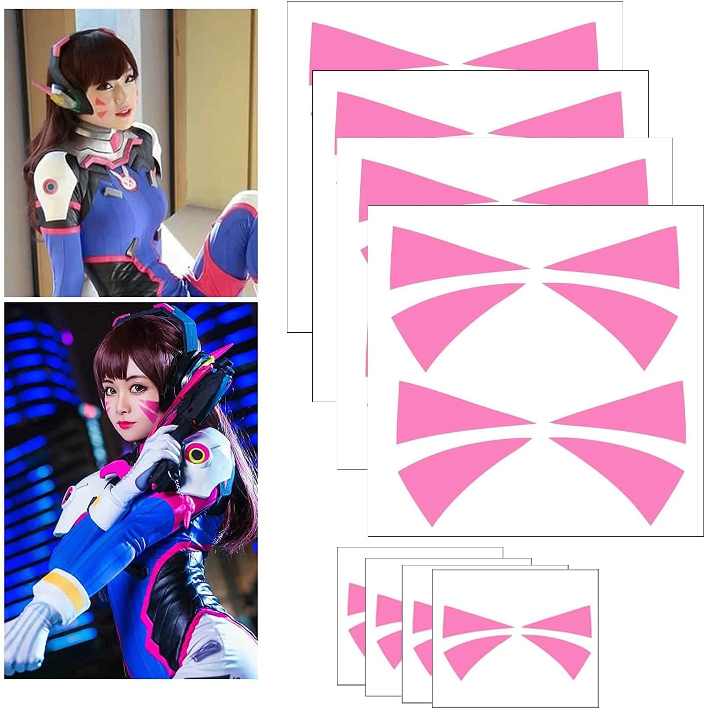 Amazon.com : Cosplay Face Temporary Tattoos, 12 Tattoos Overwatch DVa ...
