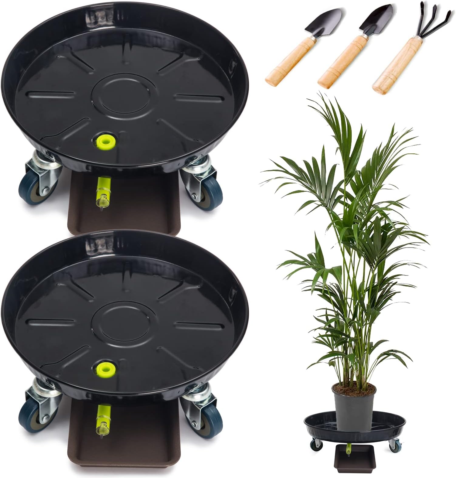 Plant Pot Movers With Wheels Outdoor LOLYSIC 2 Pack Plant Caddy With ...