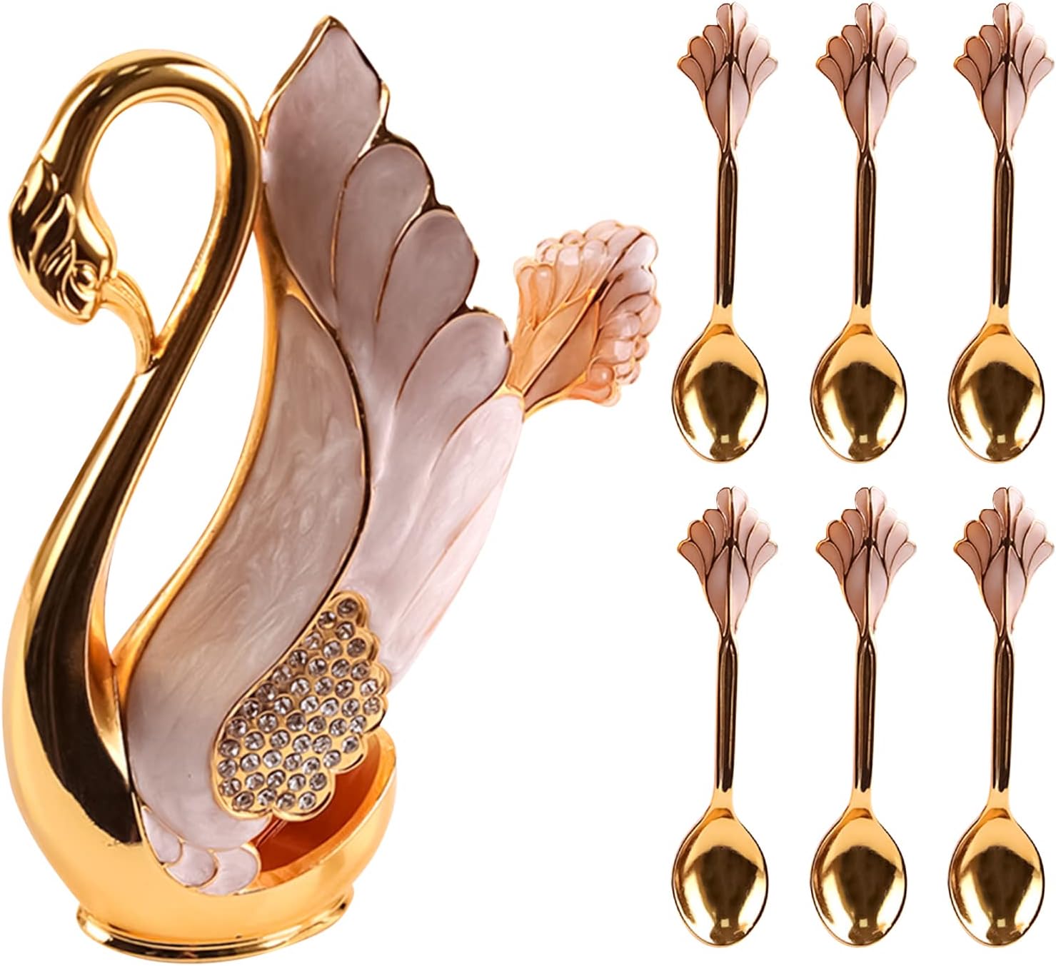 Amazon.com: WYYXO Gold Swan Base Holder Spoons Set Elegant Swan Spoon ...