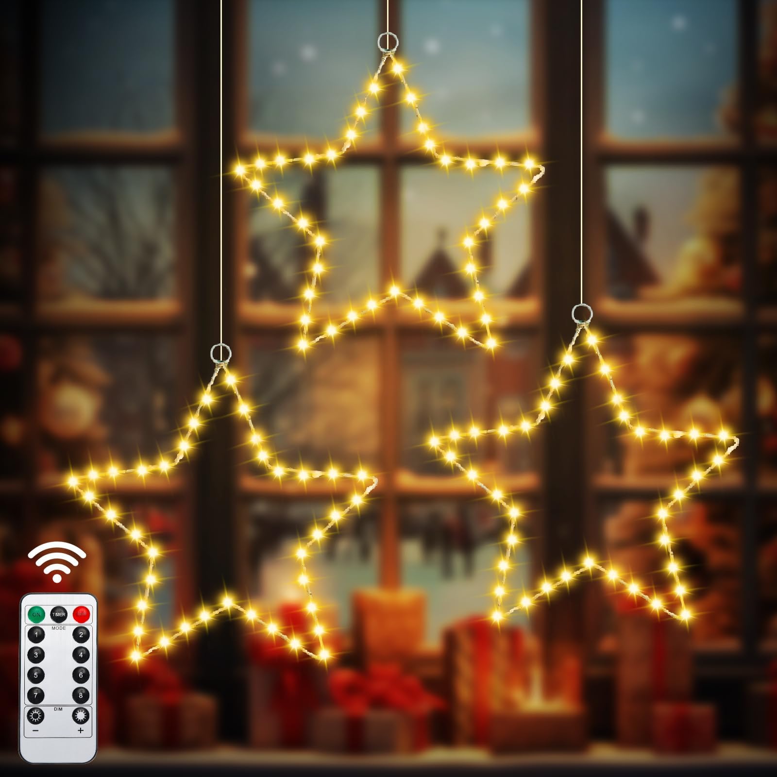 Amazon.com : wominoy LED Christmas Window Star Decoration - 5 Pack 200 ...