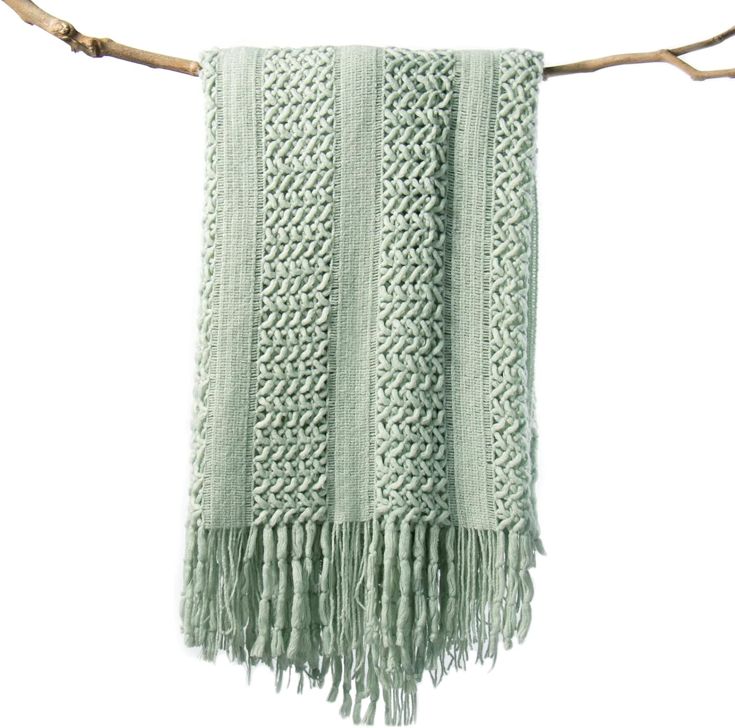 Amazon.com: LIFEIN Green Knitted Throw Blanket for Couch - Soft Summer ...