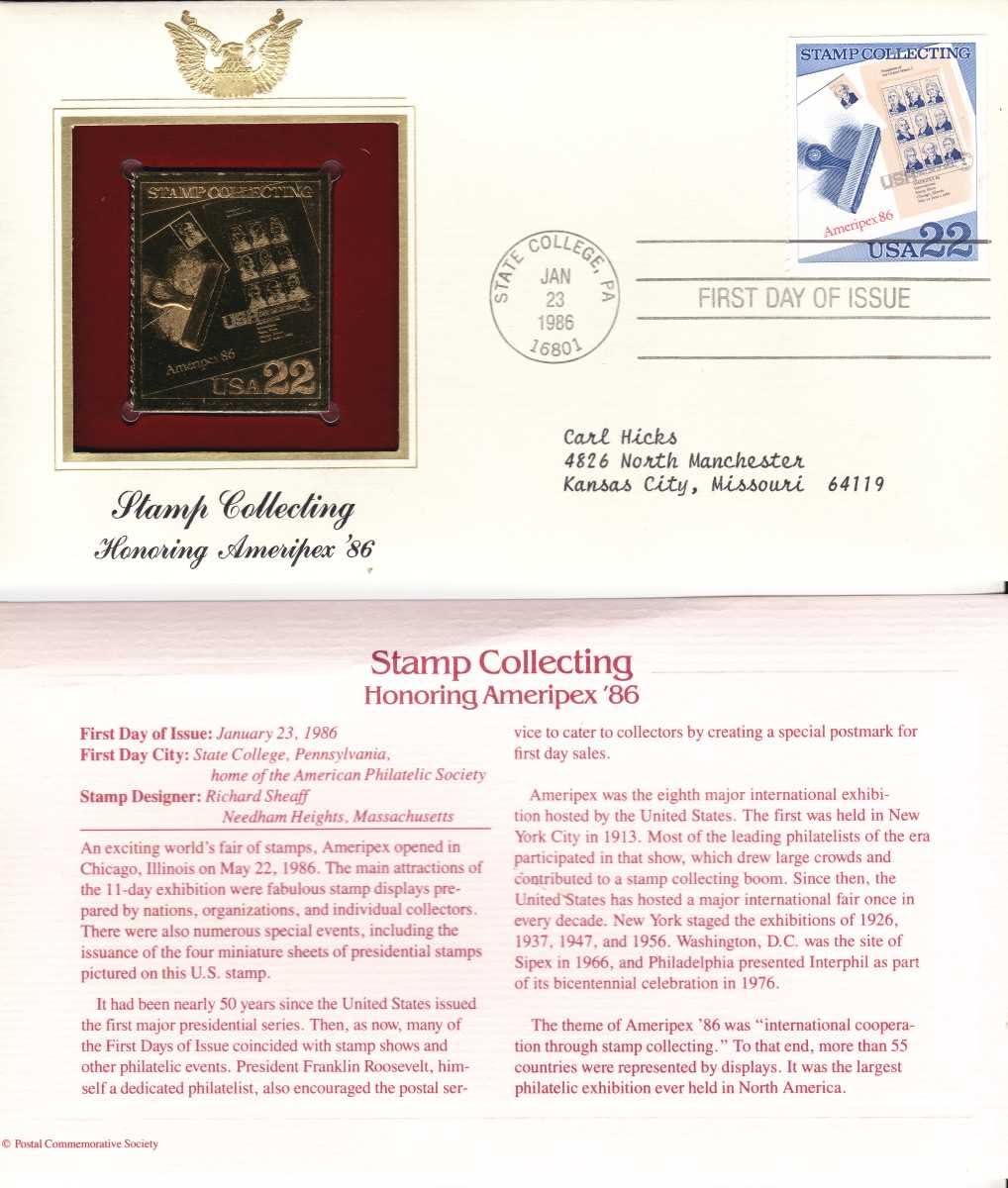 Amazon.com: First Day Issue 1986 Stamp Collecting Honoring Ameripex 86 ...