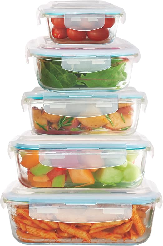 Amazon.com: Bene Casa 10-piece glass food storage container set, air ...