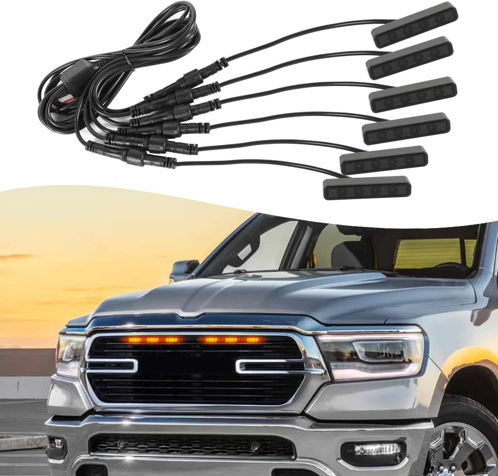 Amazon.com: OKLSG 6pcs LED Grill Lights for 2025 2024-2019 Dodge Ram ...