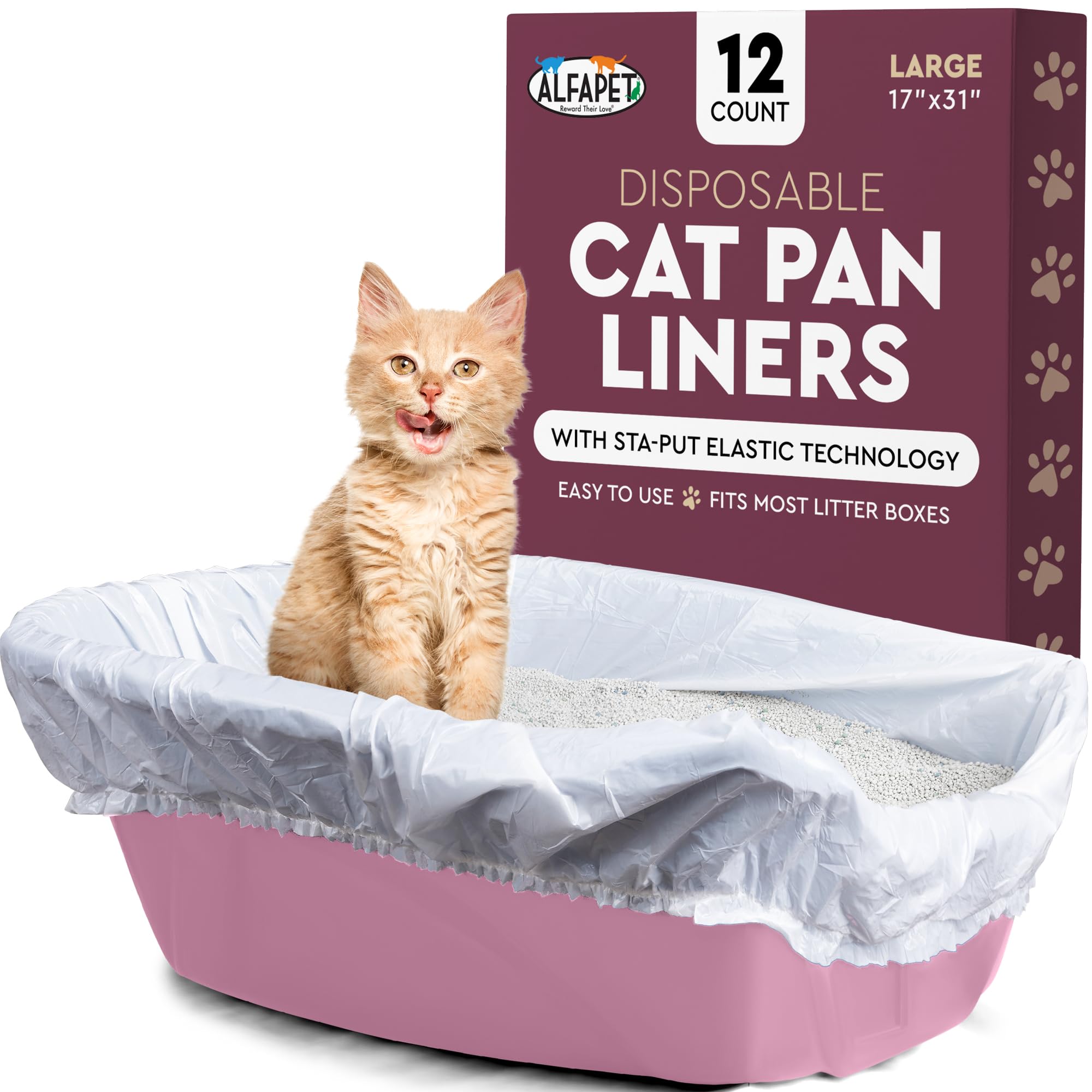 Amazon.com : Alfapet Elastic Cat Litter Box Liners - Large 12 Count ...
