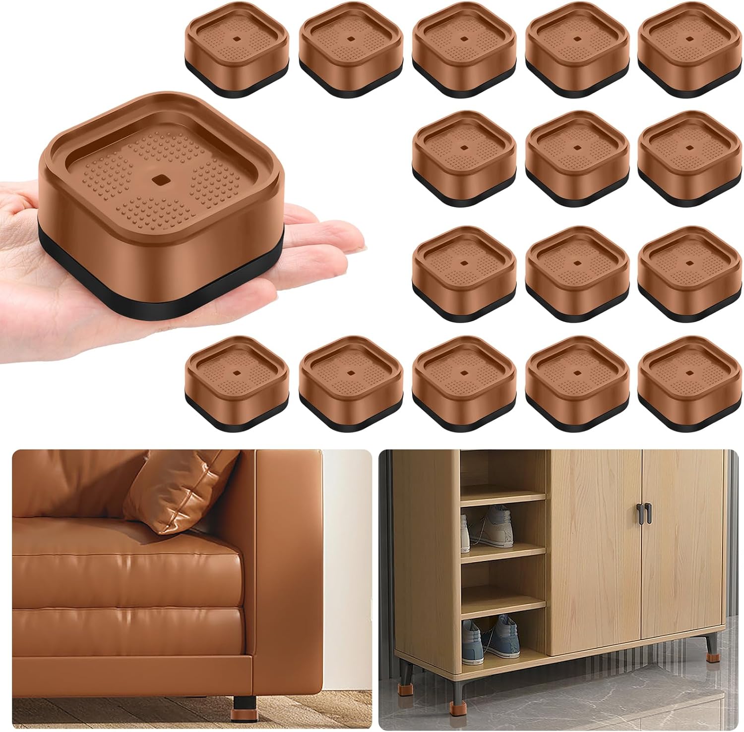 Amazon.com: shouwuhho 16 Pack Furniture Risers Adjustable Bed Risers ...