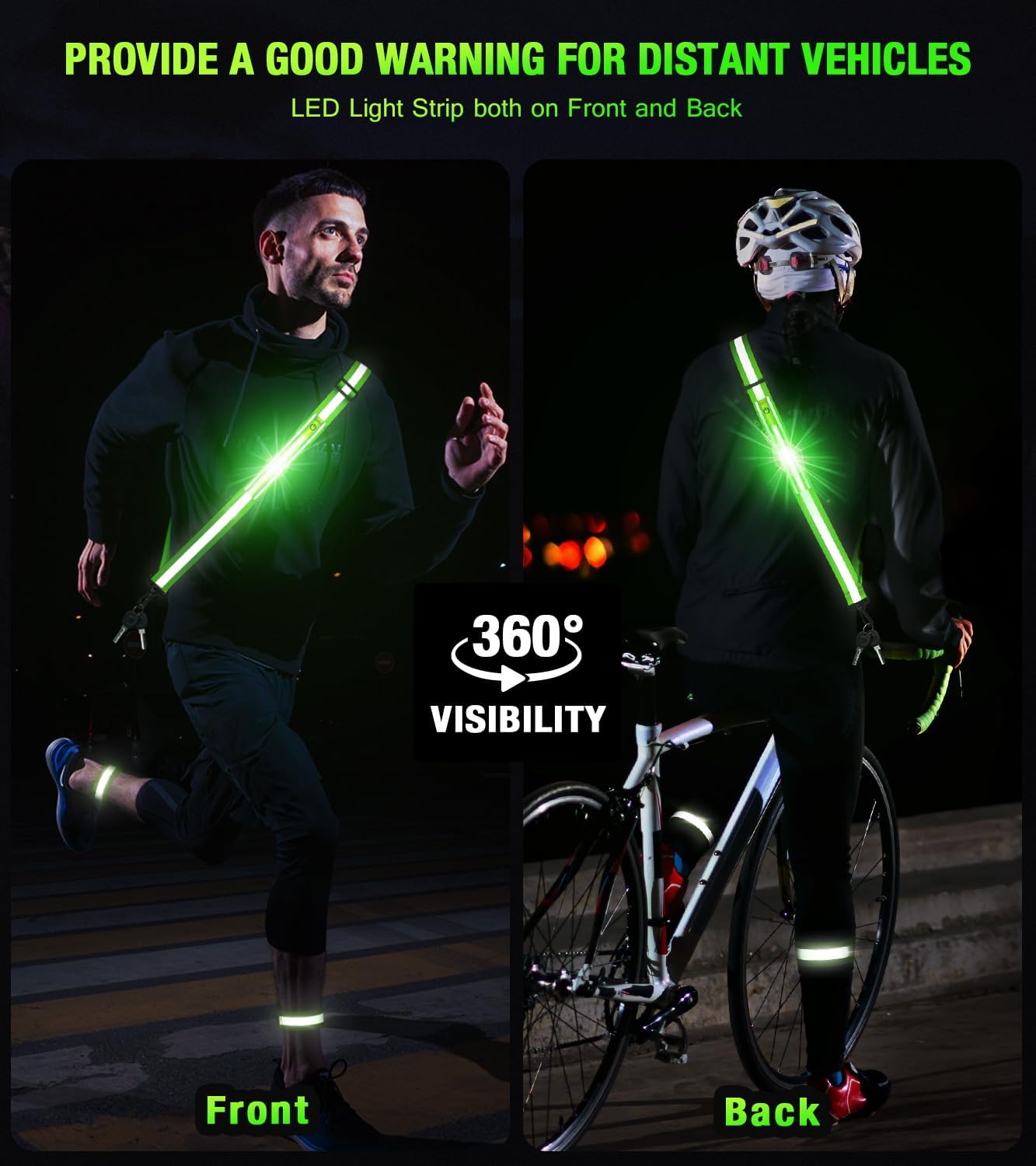 Cinturón reflectante LED de alta visibilidad, banda reflectante con ...