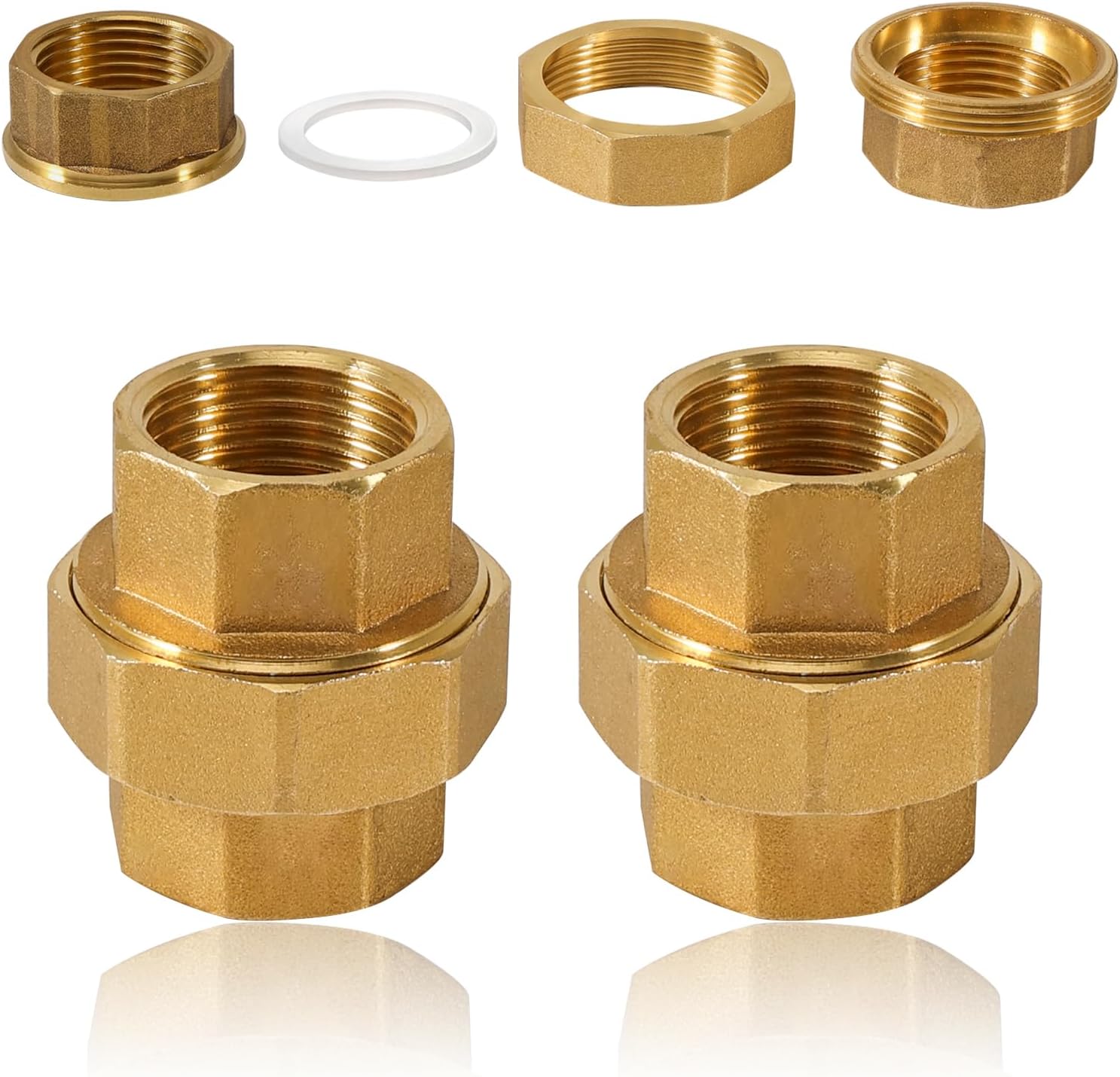 2 Stück Messing Verschraubung 1/2 Zoll, 1/2" IG/IG Messing ...