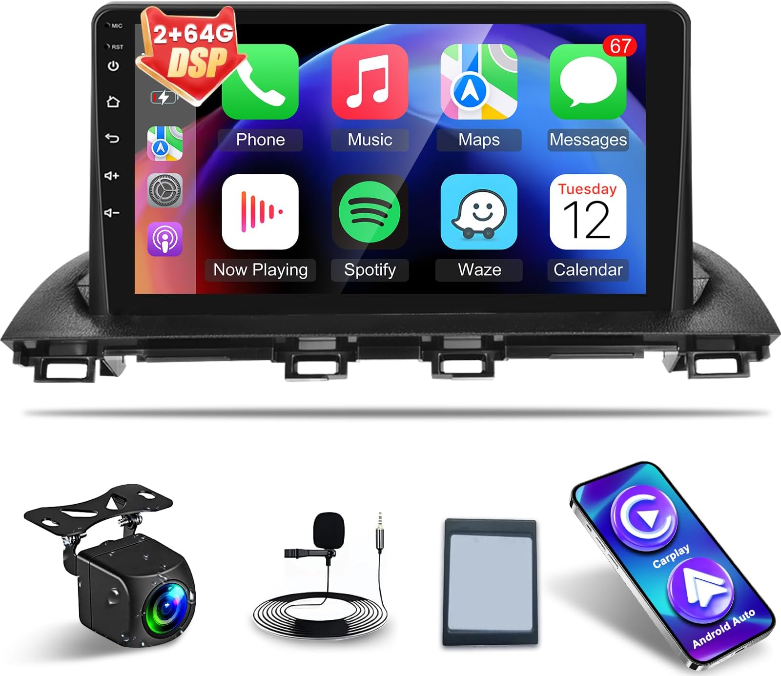 Amazon.com: EKAT [2G+64G] Car Radio for Mazda 3 2014-2019, Android 13 ...