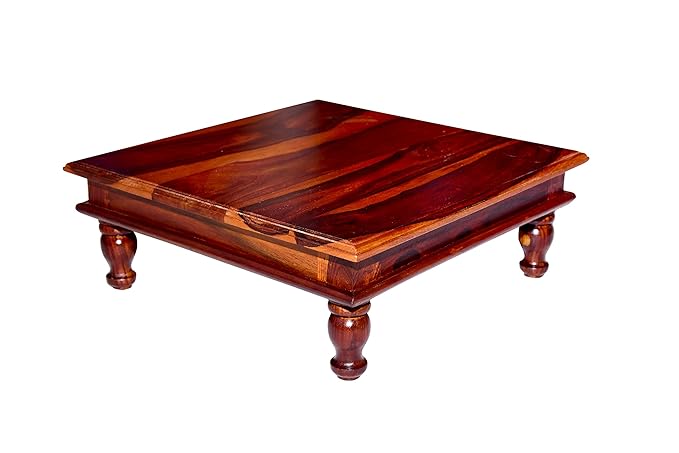 Woody Furniture Solid Sheesham Wood Pooja Chowki for Home Temple ...