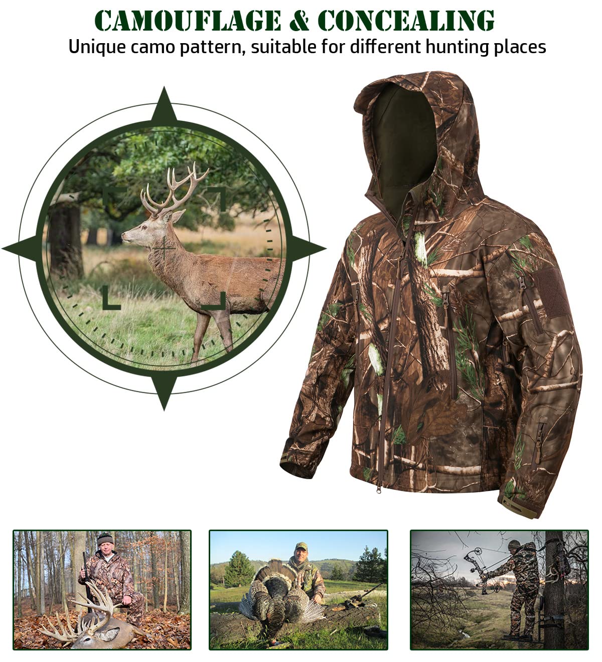 Snapklik.com : Silent Hunting Clothes For Men Soft Shell Outdoor Jacket Water Resistant ...