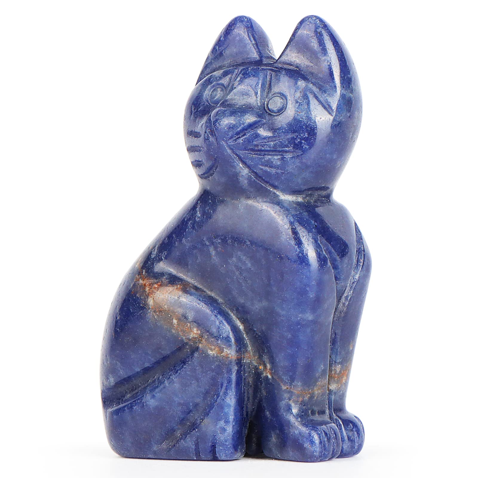 Amazon.com: Hxswkk 2" Sodalite Blue Stone Crystal Cat Figurine Statue ...