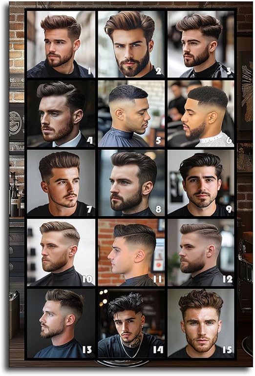 Amazon.com: Barber Poster - Barber Shop Men's Hairstyles Poster - Large ...