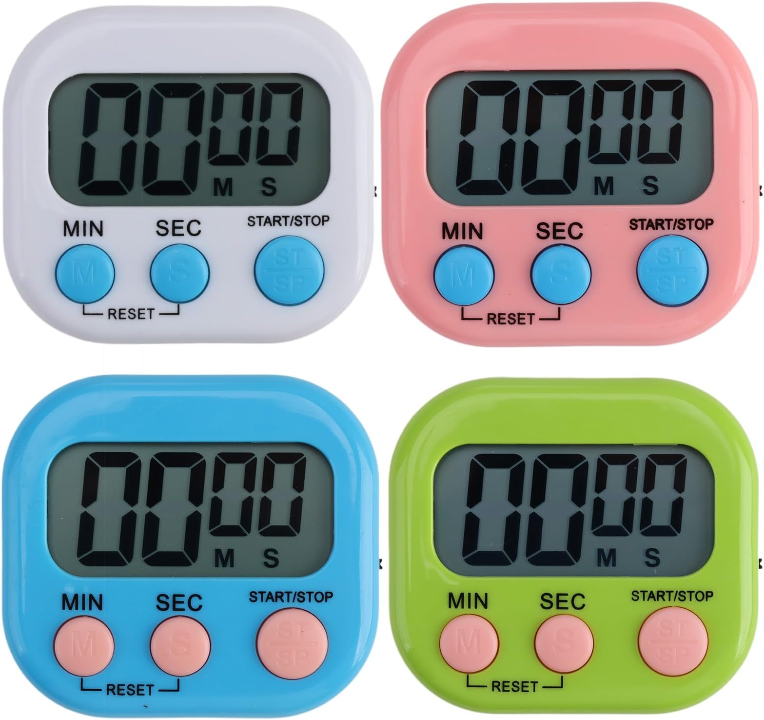 4 Pcs Loud Alarm Digital Timer, Kitchen Timer Magnetic Backing Stand Versatile Clock Countdown ...