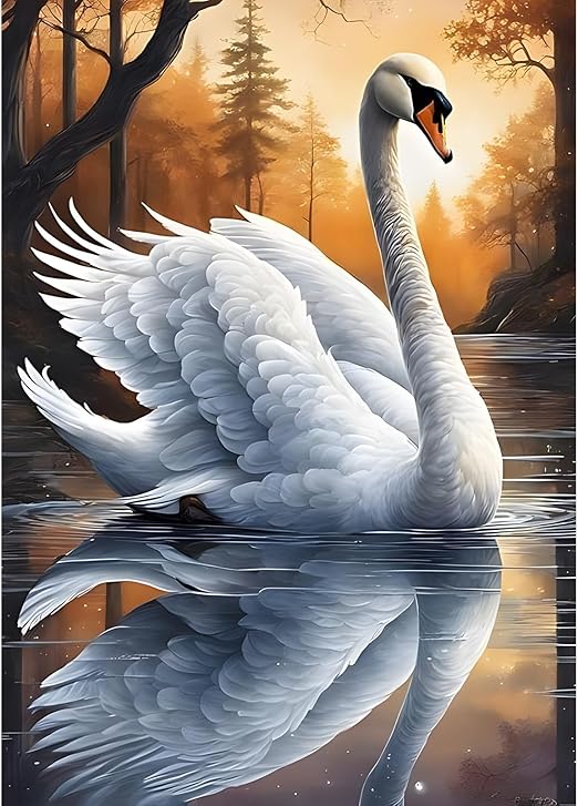 DPHERO DIY Swan Diamond Painting Kits for Adults,5D Twilight Diamond ...