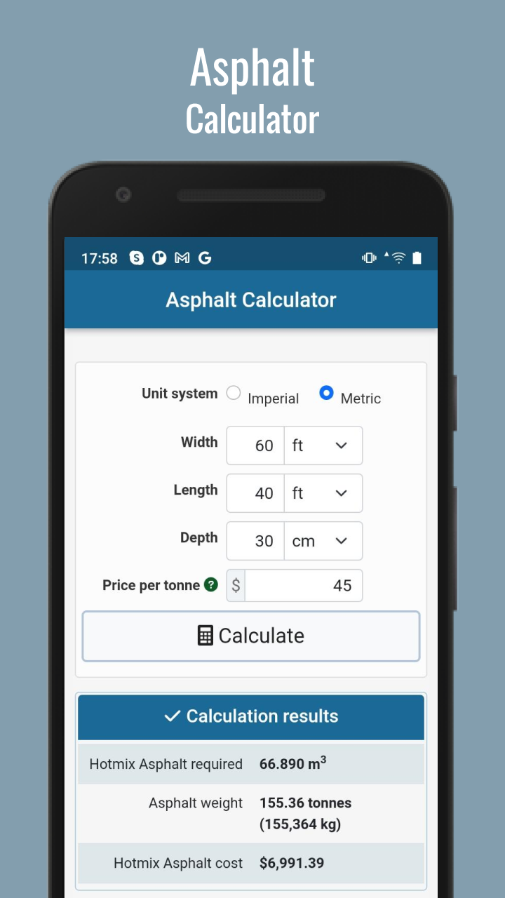 Asphalt Calculator - App on Amazon Appstore
