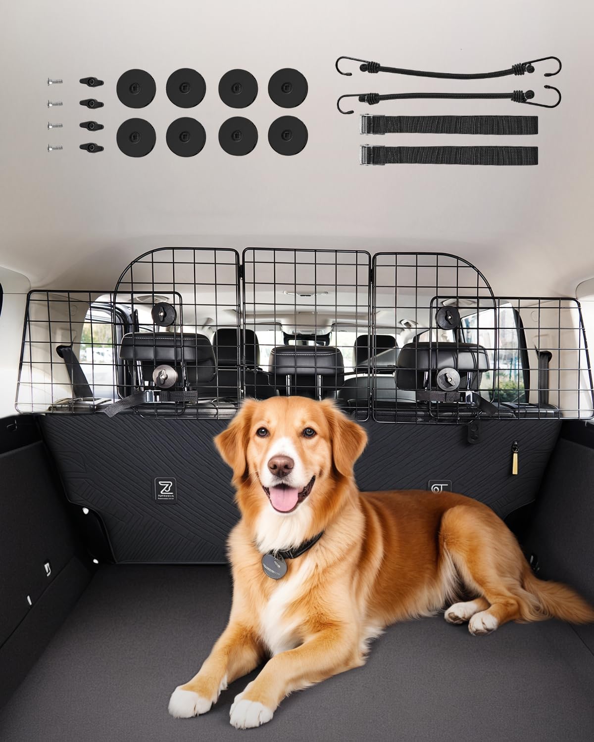 VEVOR Dog Car Barrier, 36.6"-60" Adjustable Car Divider for Trunk Cargo ...