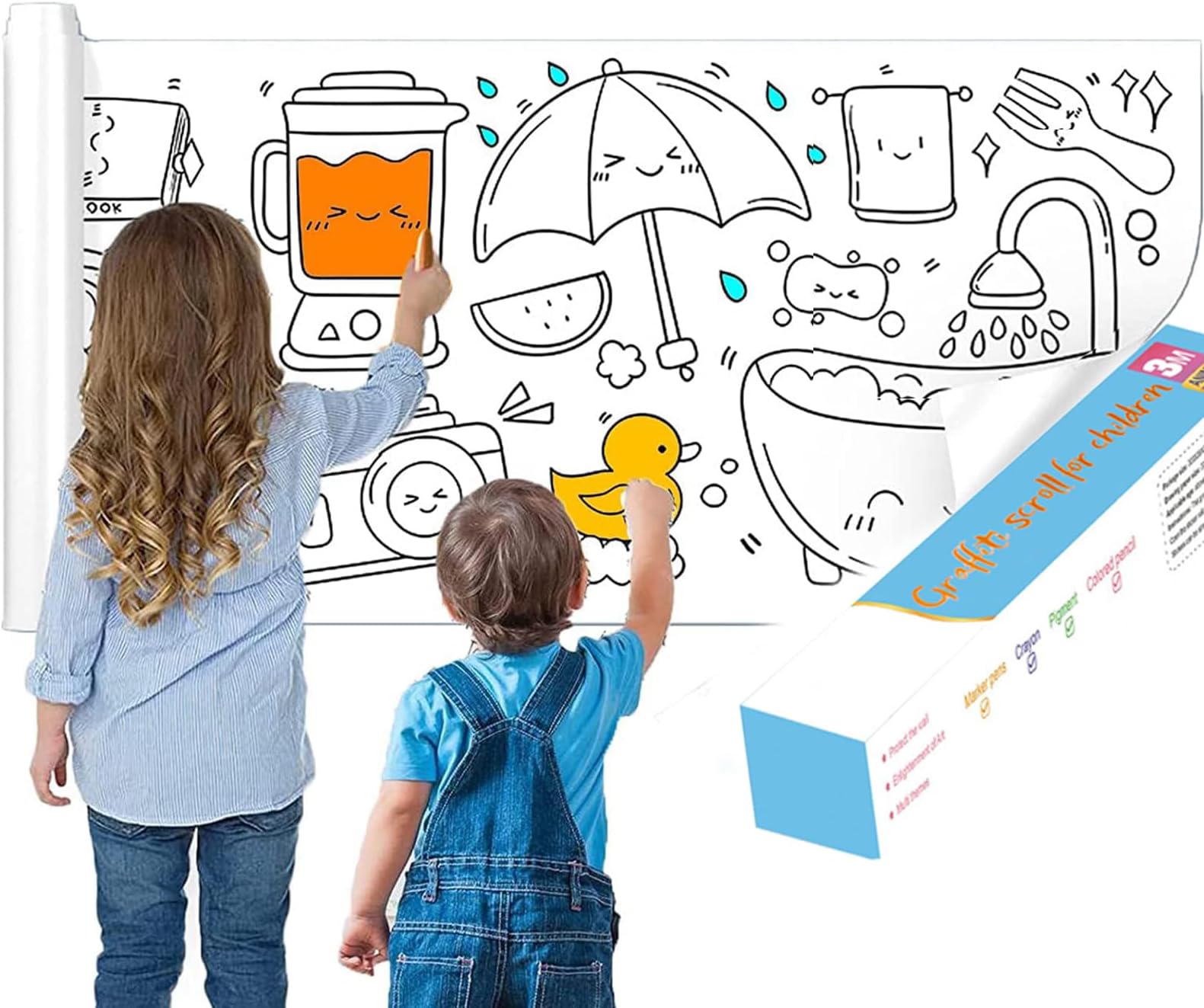 SEAEYES Children's Drawing Roll - Coloring Paper Roll for Kids, Drawing ...