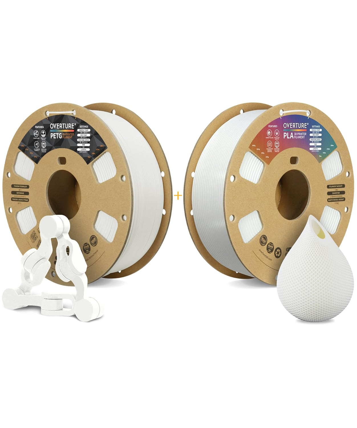 Amazon.com: OVERTURE 3D Printer Filament 2kg, PETG Filament and PLA ...