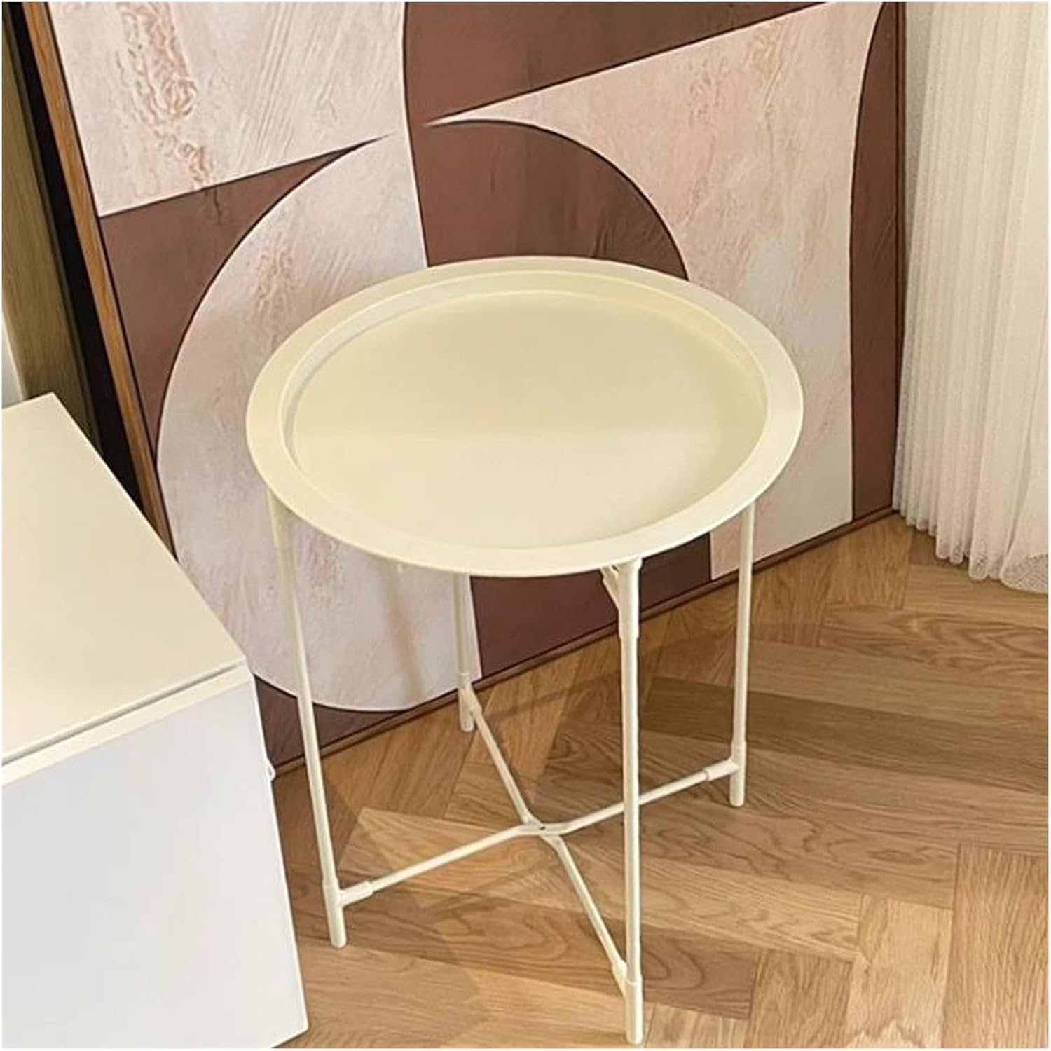 Amazon.com: Mobile Side Table Folding Tray Metal Side Table, Round End ...