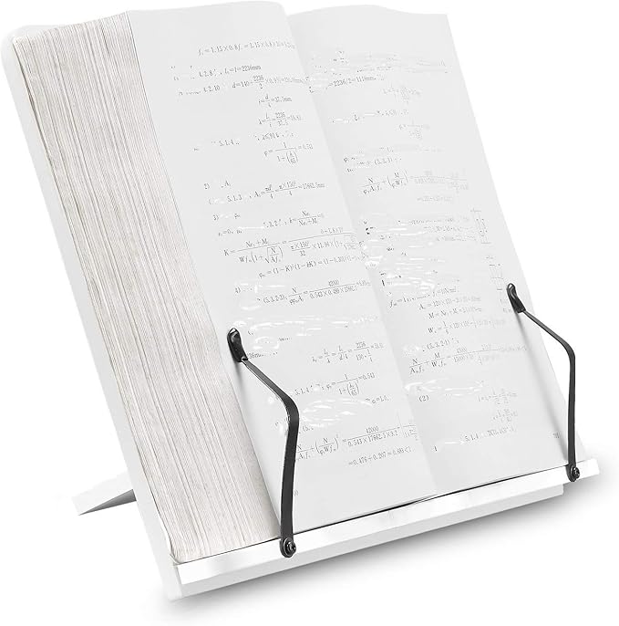 Amazon.com : Book Stand Holder White 15.4inch Large Portable Adjustable ...