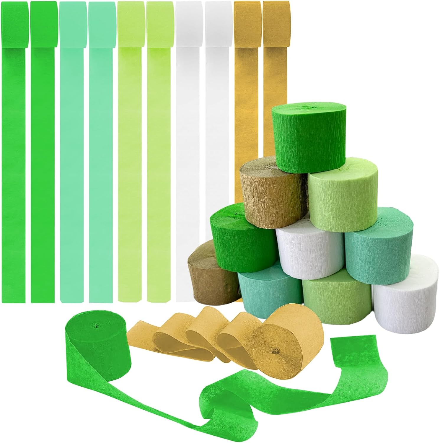 10 Rolls Crepe Paper Streamers Hanging Rainbow Streamers 5 Color Crepe ...