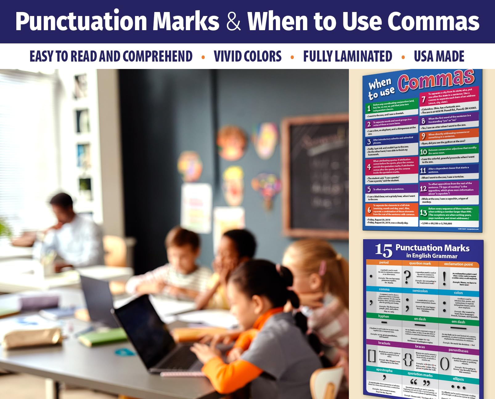 Grammar Punctuation Rules ZOCO When To Use Commas Poster - Laminated ...