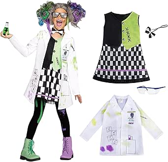 Mad Scientist Costume for Girls Boys Crazy Science Lab Coat Kids ...