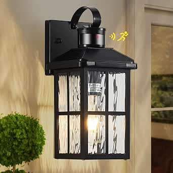 YJXGDIL Motion Sensor Outdoor Lights Dusk to Dawn Porch Light Black ...