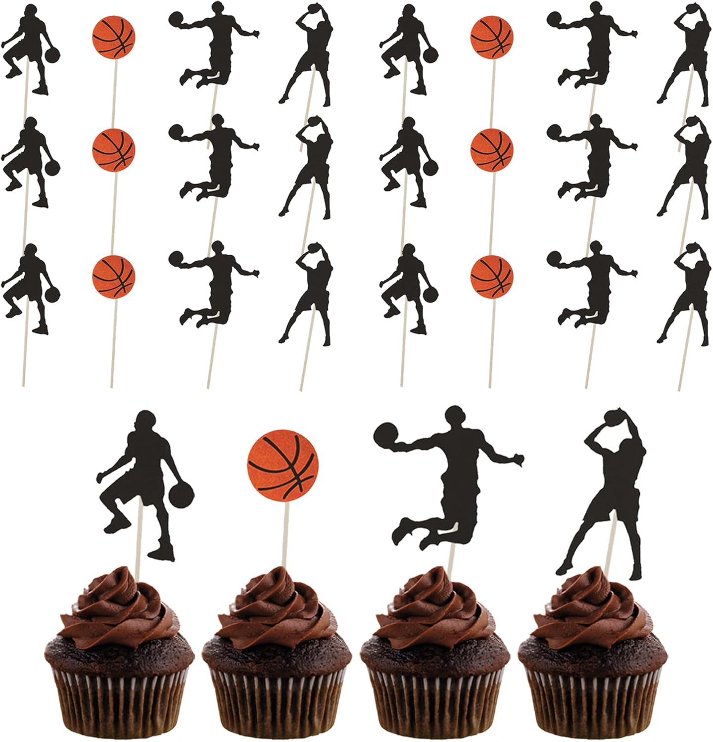 Amazon.com: Ysqool 24Pcs Basketball Cupcake Toppers,Basketball Cake ...