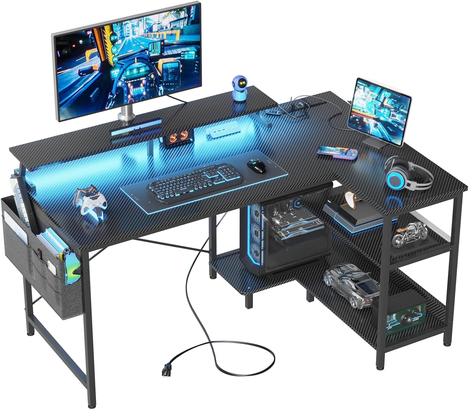 MOTPK 48 Inch L Shaped Gaming Desk with USB Charging Nepal | Ubuy