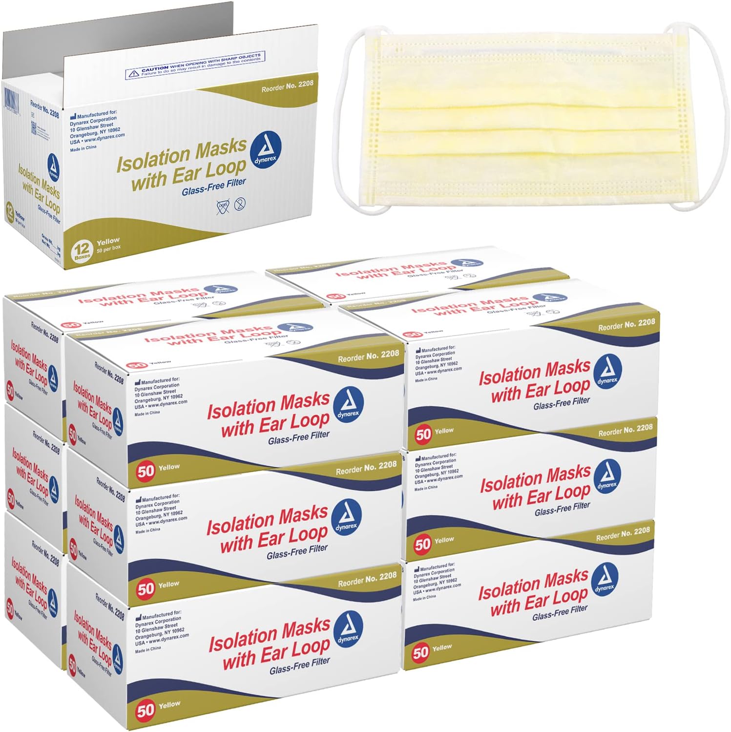 Amazon.com: Dynarex Procedure Masks - Triple-Pleated Face Masks with ...