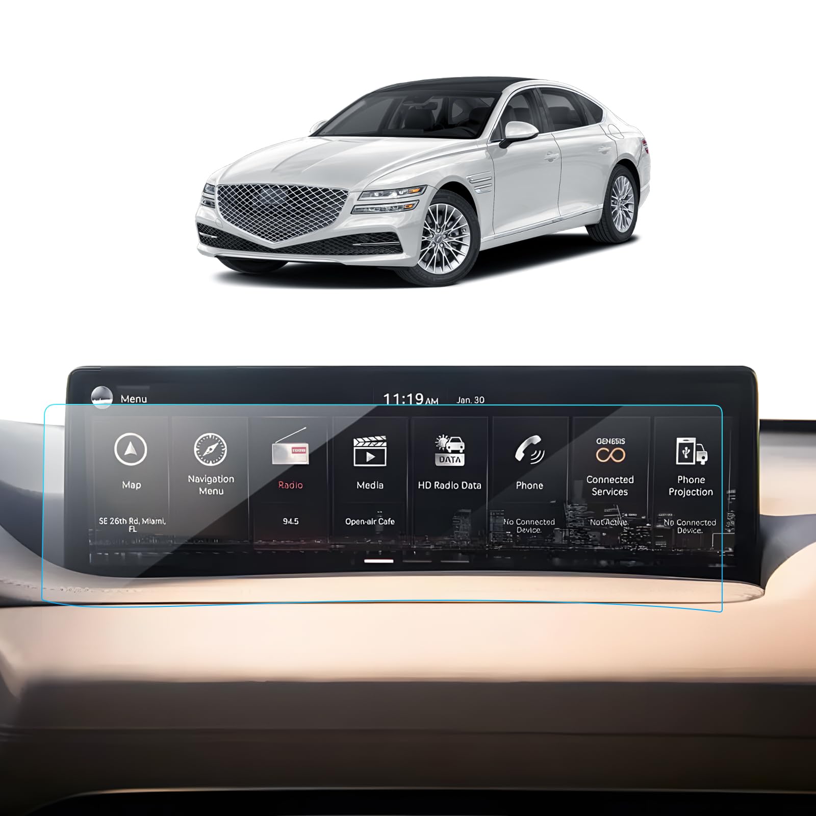 Amazon.com: LANTU Car Screen Protector for Genesis GV80/G80 2021 2022 ...