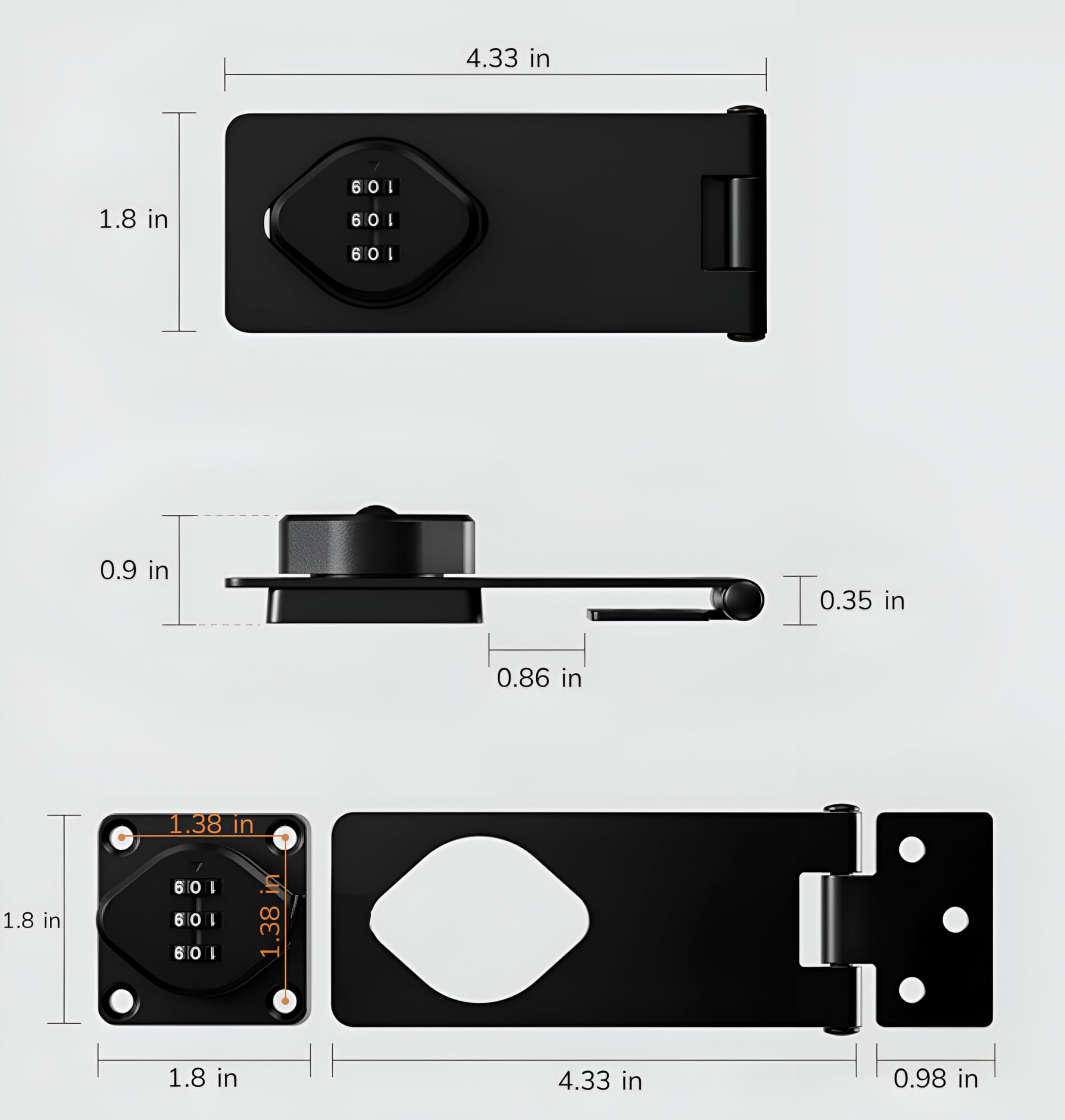 Snapklik.com : Keyless Combination Lock 3-Digit Combination Lock For ...