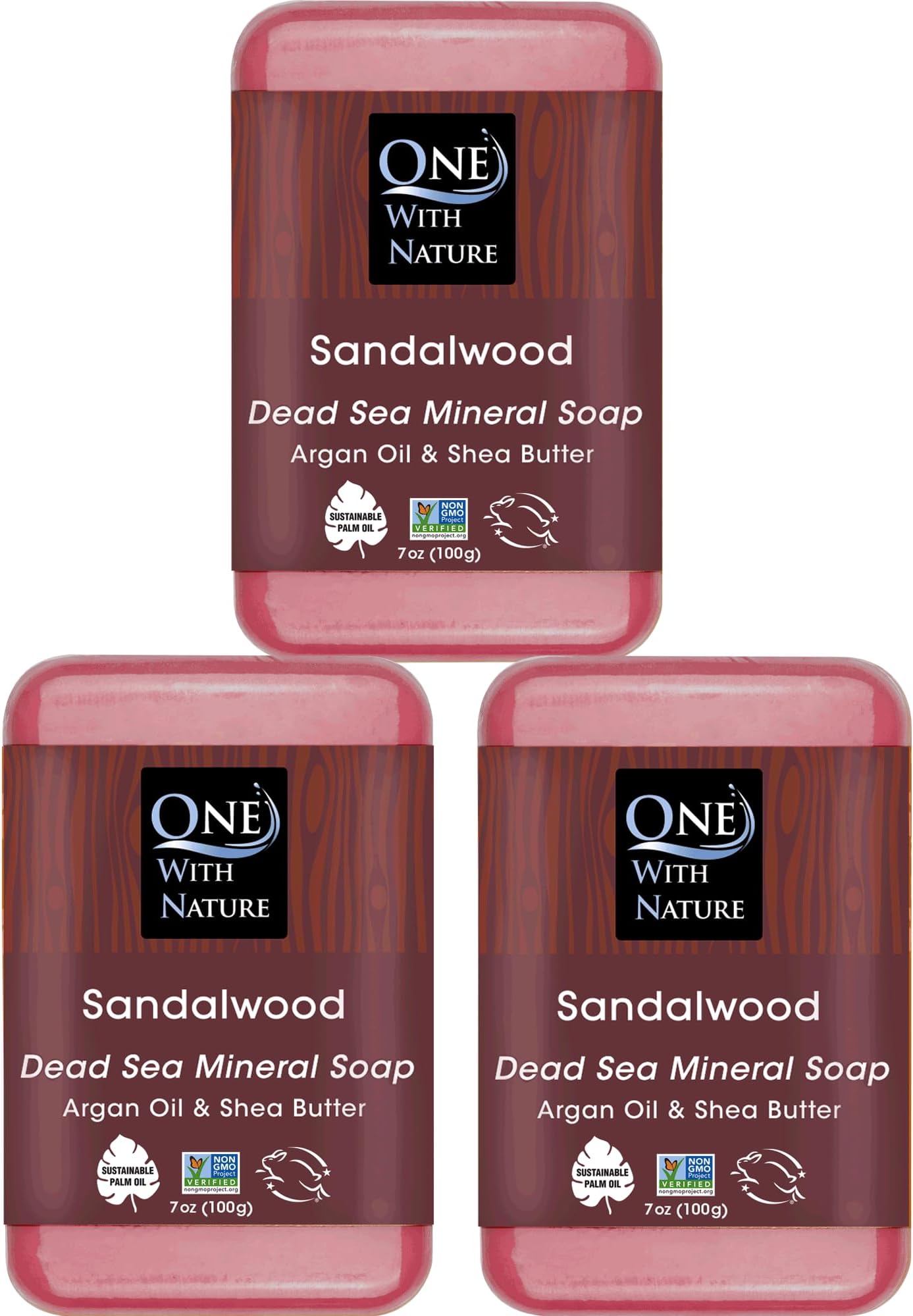 Amazon.com : One With Nature Dead Sea Mineral Sandalwood Soap 7oz Bar ...