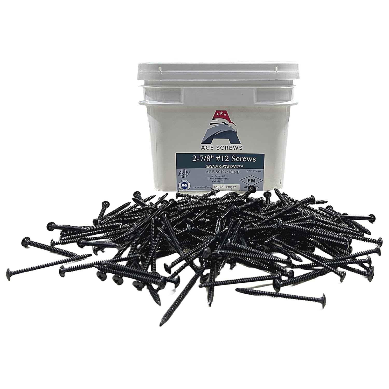 Ace Screws #12 2-7/8" (1000pc) FM Approved SKINNYnSTRONG Roof Fastener ...