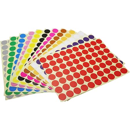 LJY 50mm Round Dot Stickers Color Coding Labels, 12 Different Assorted ...