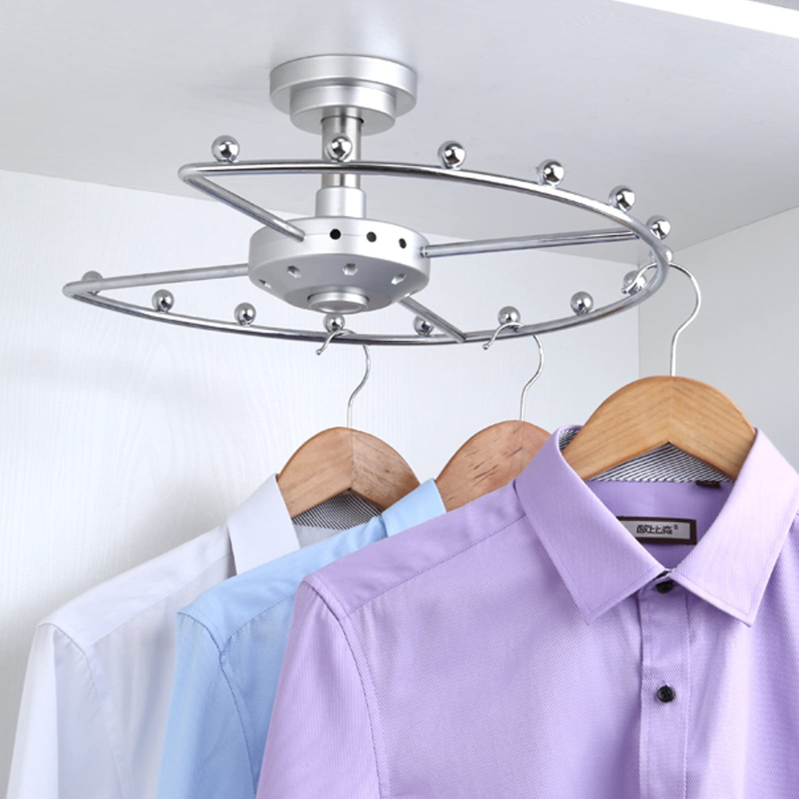 Amazon.com: Wardrobe Spin Clothes Hanger Rail,Sliding Wardrobe Closet ...