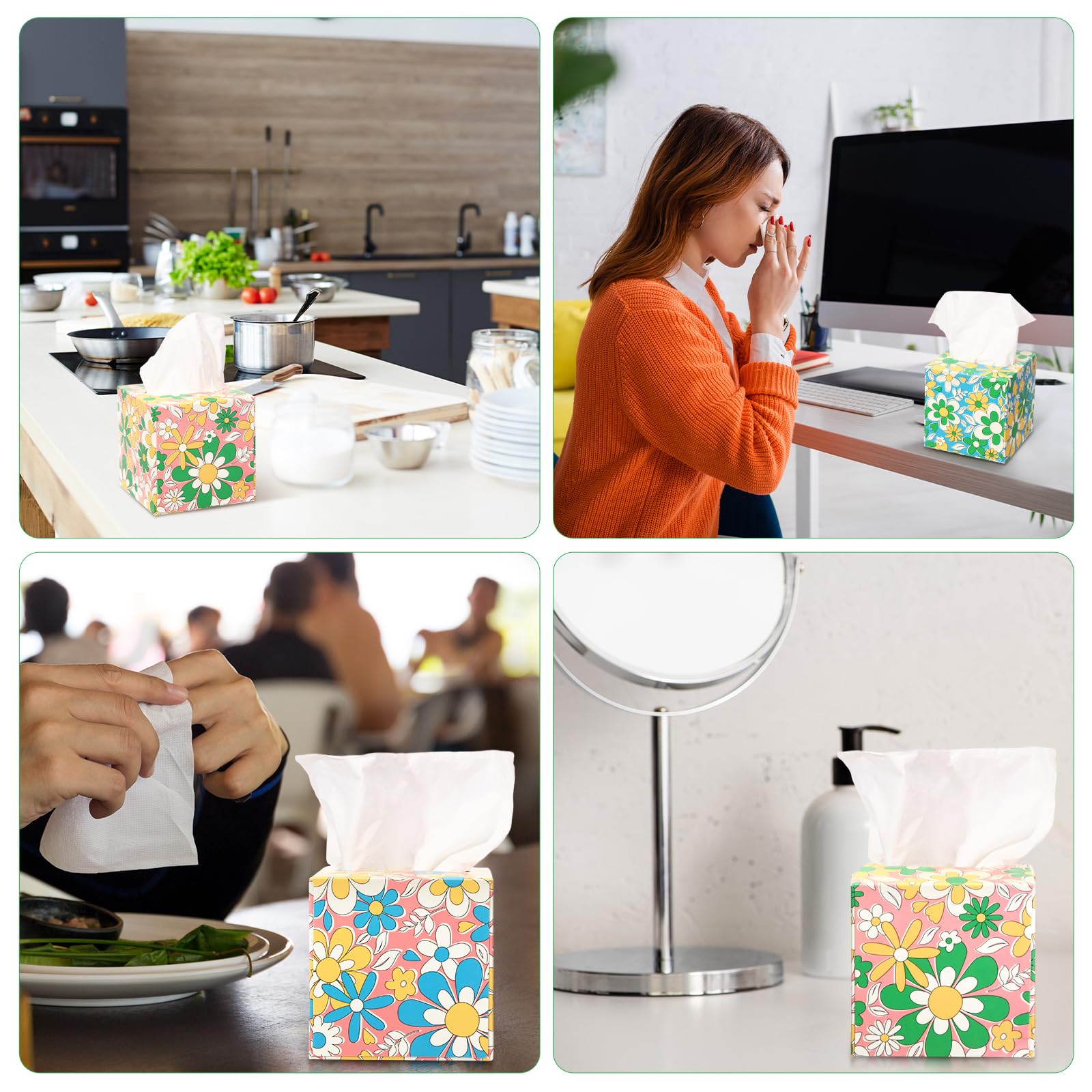 Floral Tooled Turquoise Tissue Box