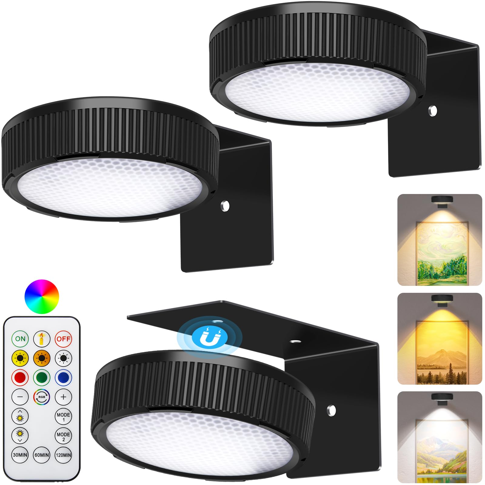 SIXDEFLY RGB Magnetic Suction Spotlight - Battery-Powered, Wireless ...