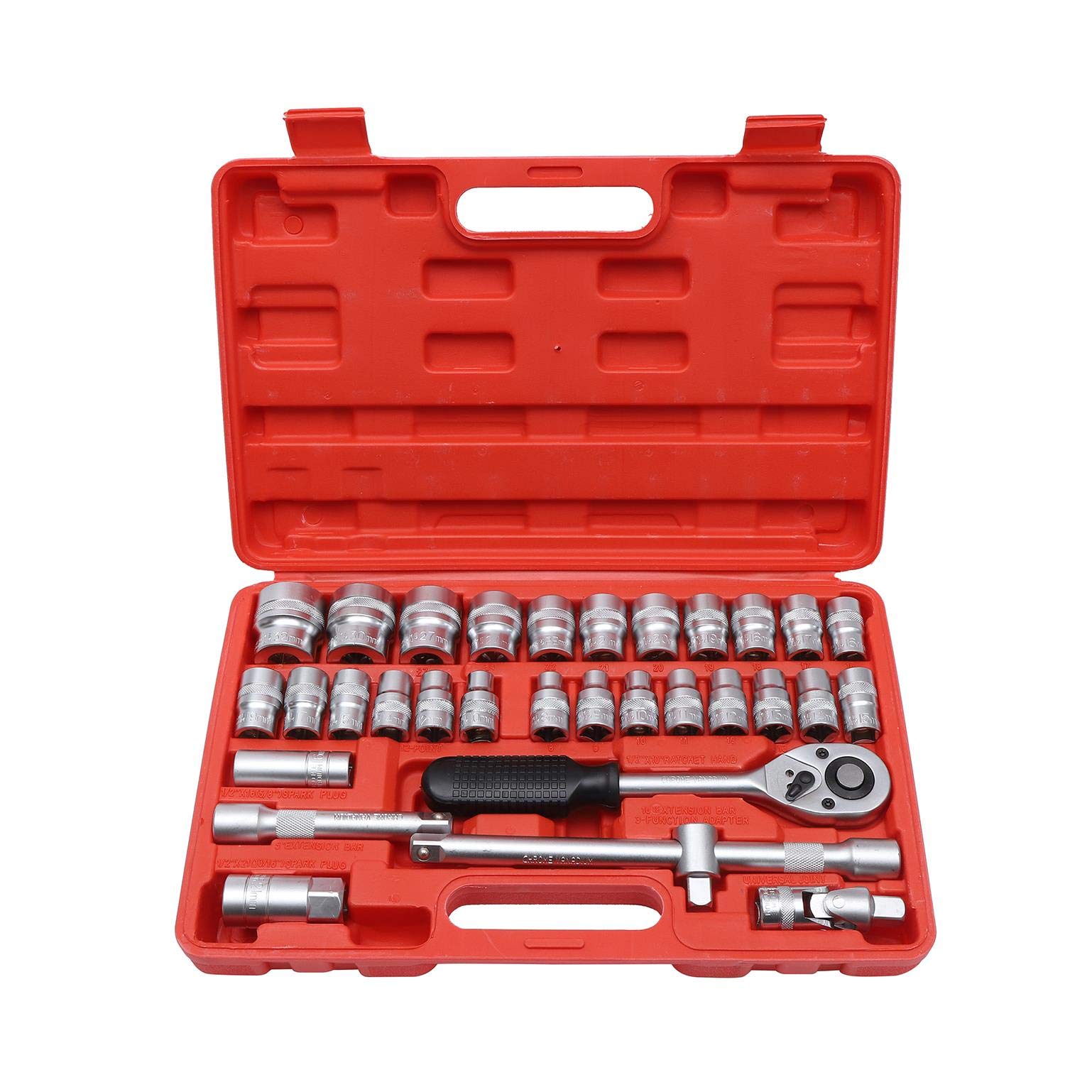 Aim Tools Socket Set 1/2 Inch 32 Pieces, 8-32mm Metric Drive with 24 ...